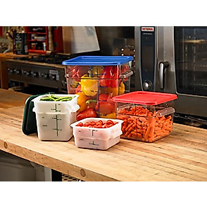Carlisle FoodService Products Squares Square Food Storage Container with Stackable Design for Catering, Buffets, Restaurants, Plastic, 4 Quarts, White