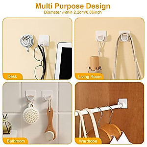 Adhesive Shower Curtain Rod Holder, 4 Pack Curtain Rod Bracket with Adhesive Pieces No Drilling Spring Tension Rod Retainer for Bathroom Kitchen Bookshelf| Rod End Diameter within 0.86inch