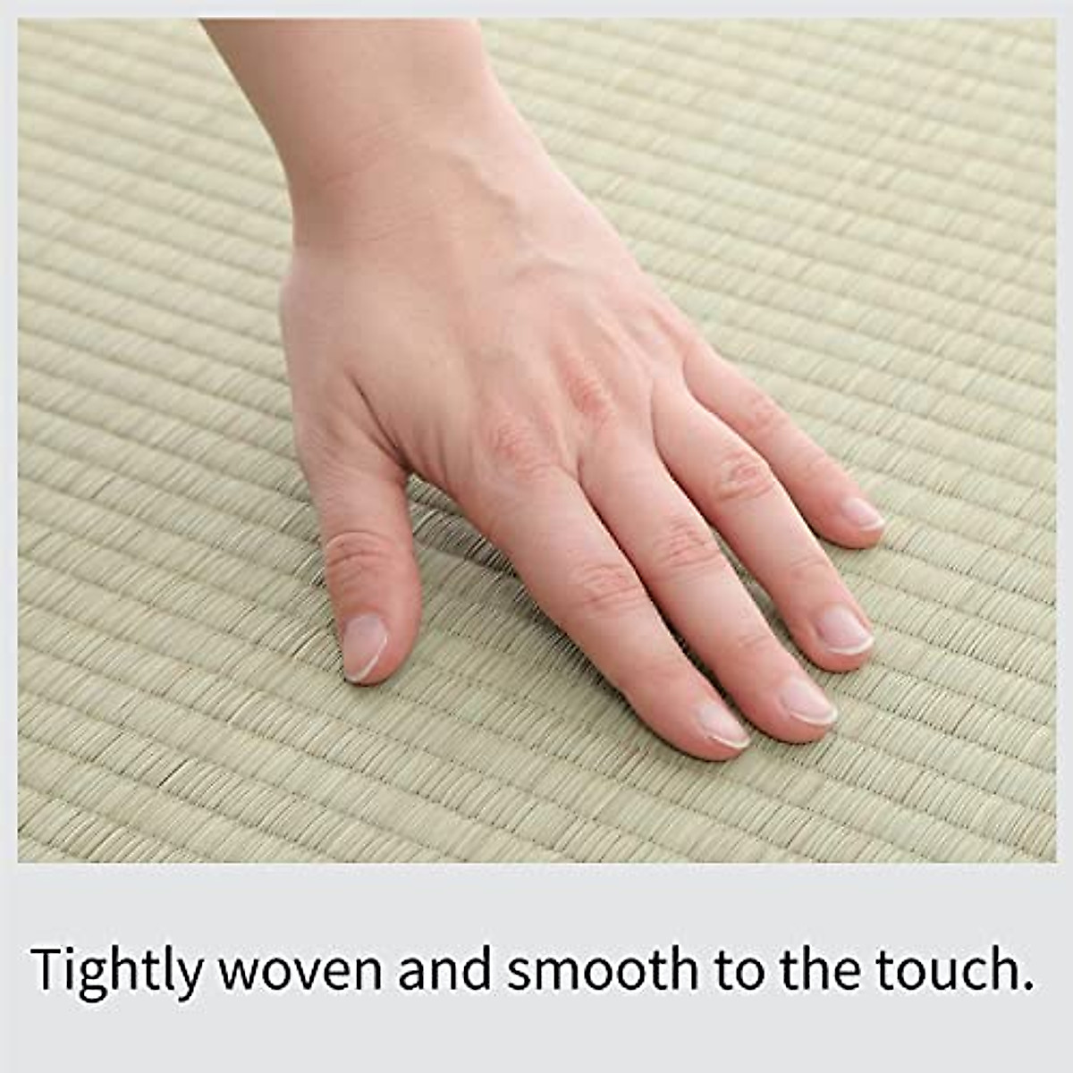 MIINA Tatami Mat Set - Finely Woven Igusa Grass, Japanese futon Mattress, Floor Mattress, Non-Slip, 32x32 Inch (Natural, 6pieces)