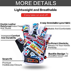 Kids Bike Gloves Boys Girls Gel Padded Full Finger/Half Finger Road Riding Mountain Bicycle Non-Slip Cycling Glove for Youth Junior Children Ages 2-11 (Orange-Half Finger,Medium)