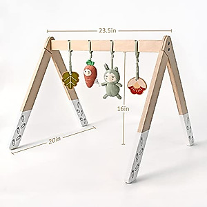 PairPear Wooden Baby Play Gym with 4 Learning Toys,Baby Stage-Based Developmental Activity Gym & Play Center Gift for Newborn Baby Girl and Boy Gift