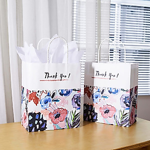 SUNCOLOR 25 Pieces 10" Paper Thank You Gift Bags with Handle