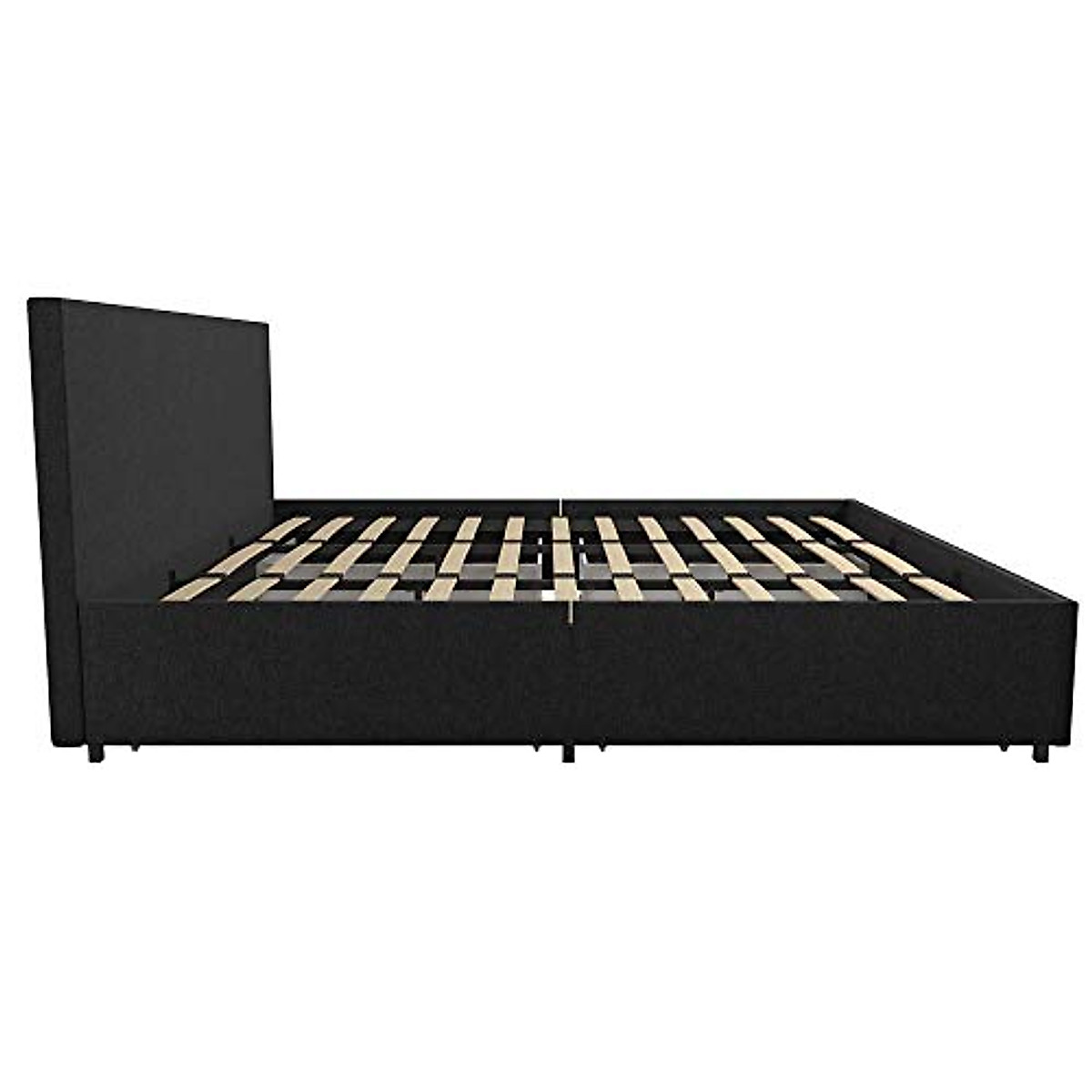 Novogratz Kelly Bed with Storage, King, Dark Gray Linen