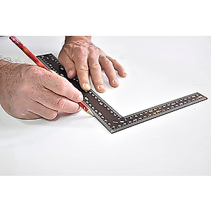 Kapro - 305 Carpenter and Framing Square - with 1/16” Increments - Features Conversion and Rafter Tables - Anodized Steel Blade - 8 X 12 Inch
