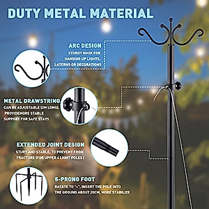 Levligle 9 Feet String Light Poles, 2 Packs Poles for Outside String Lights, Outdoor Light Poles with Fence Brackets for Hanging String Lights, Garden Pole for Deck, Backyard, Partio, Wedding, Bistro