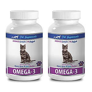 PET SUPPLEMENTS Omega-3 cat - Omega 3 - for Cats - Heart Brain and Joint Function - SOFTGELS - cat Omega 3 Fatty acids - 2 Bottle (360 SOFTGELS)
