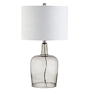 JONATHAN Y JYL4003A Augustine 26" Glass LED Table Lamp Modern Contemporary Bedside Desk Nightstand Lamp for Bedroom Living Room Office College Bookcase LED Bulb Included, Smoke Gray