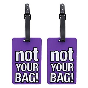 Not Your Bag Luggage Tag Suitcase ID Holder - Set of 2 Purple