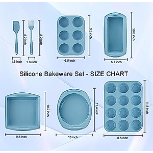 Hansanti 7in1 Silicone Bakeware Baking Set, Kitchen Bake Pans Molds Tray for Oven with BPA Free Round/Square Cake Pan, Loaf Pan, Muffin Pan for Bread Pizza Cheesecake Cupcake Pie Desserts