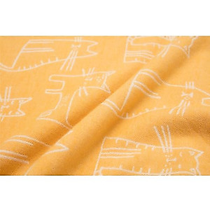 Women's Fringed Scarf Cat Print Pattern Cape Winter Cashmere Feel Shawl Warm Wrap Cat Yellow
