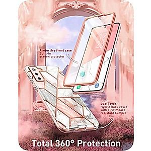 i-Blason Glitter Case for Samsung Galaxy S22 (6.1 Inch) 5G Mobile Phone Case Bumper Case 360 Degree Protective Case Glossy Cover [Cosmo] with Integrated Screen Protector 2022 Edition (Marble)