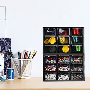 4 Pack Desktop Storage Organizer with 9 Drawers Craft Organizer with Mini Drawers Plastic Organizers and Storage Drawers for Craft Art Jewelry Cosmetics Sewing Supplies Storage (Black)