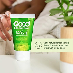 Good Clean Love Almost Naked Organic Water-Based Lube, Personal Lubricant with Aloe Vera, Safe for Adult Toys & Condoms, pH-Balanced, Intimate Wellness Gel for Men & Women, 4 Oz (2-Pack)