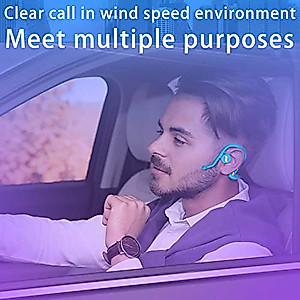 Bone Conduction Headphones Wireless Bluetooth 5.0 Open-Ear Earbuds with Built-in Mic,LED Color Lamp Headset Sweatproof Sport Headset for Running Cycling Yoga Hiking Driving Fitness Travel (Pink)