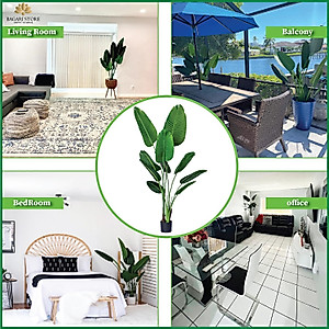 One 5 Foot Artificial Silk Bird of Paradise Palm Tree Potted Plant