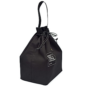 ZIIYAN Reusable Lunch Bag Insulated Handbag Tote bag with Handle and Drawstring Closure for Women Work Picnic or Travel (Black)