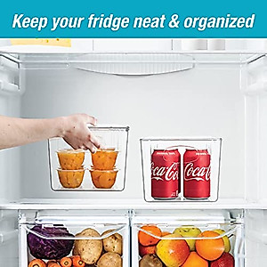 Sorbus Plastic Storage Clear Bins with Lid, Stackable Pantry Organizer Box Bin Containers for Organizing Kitchen Fridge, Food, Snack Pantry Cabinet, Fruit, Vegetables, Bathroom Supplies 2 Pack