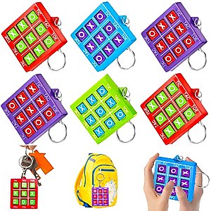 16 Pcs Tic Tac Toe Keychains Birthday Party Favor Goodie Bags Stuffers for Kids 4-8 8-12 Boy Girl Teen Treasure Chest Box School Classroom Return Gifts Prizes Reward Goody Christmas Pinata Filler Bulk