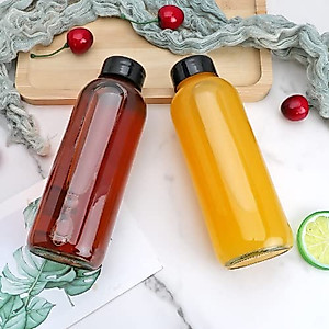 Datttcc 15 Oz Glass Water Bottles,Glass Juicing Bottles With Airtight Black Plastic Caps,Reusable Water Containers for Water,Juicing,Kombucha,Tea,Smoothies(16 Pack)