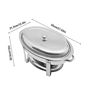 Shikiy 8.45QT Chafing Dish Food Warmer Pan, Stainless Steel Oval Chafers for Catering, Buffet Servers Food Heating Trays Buffet for Dinners, Catering, (Silver)