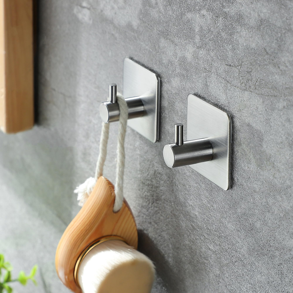 Taozun Towel Bar - 24 Inch Towel Holder with 2 Packs Adhesive Hooks, Hand Towel Rack Stick on Wall, Stainless Steel Bathroom Hardware Accessory Kit