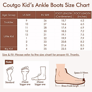 Coutgo Girls Ankle Boots Kids Ruffle Dress Booties Fashion Chunky Side Zip Casual Shoes