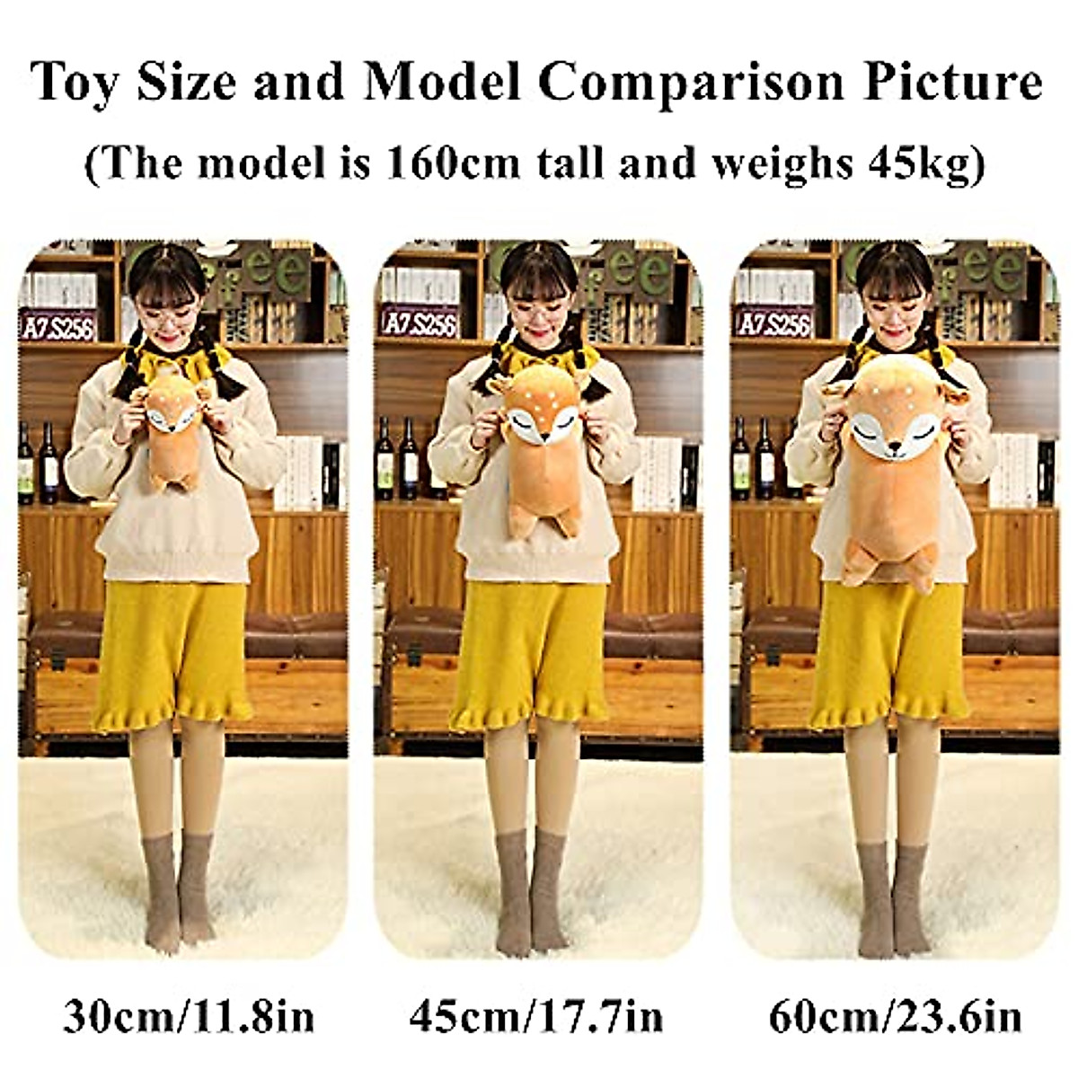 WUZHOU Cute Deer Plush Toys, Soft Reindeer Pillow Toys, Elk Deer Figurine Dolls, Stuffed Animals Plushie Decor, Christmas Birthday Gifts for Kids Girls Boys (Standing,11.8in)