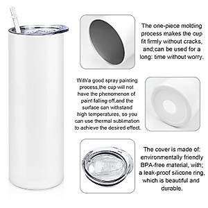 Amgkonp 25 Pack Straight Skinny Sublimation Tumbler 30oz with Straws and Lids,Stainless Steel Blank Skinny Double Wall Vacuum Insulated Tumblers Bulk,Stainless Steel Water Tumbler for DIY