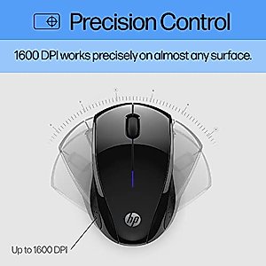 HP X3000 G2 Wireless Mouse - Ambidextrous 3-Button Control, & Scroll Wheel - Multi-Surface Technology, 1600 DPI Optical Sensor - Win, Chrome, Mac OS - Up to 15-Month Battery Life (‎28Y30AA#ABA, Black)