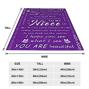 to My Niece from Aunt Throw Blanket, Niece Birthday Graduation Gifts from Auntie Uncle Ultra-Soft Micro Blankets for Bed Couch Travel Beach 50"x60"