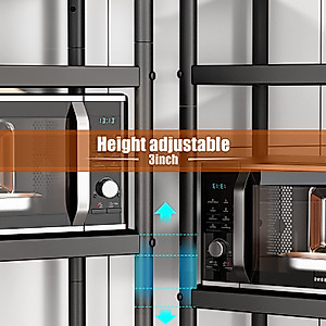 caktraie 5-Shelf Heavy Duty Shelving,Metal Utility Storage Racks with Rolling Wheels, Adjustable Kitchen Storage Rack, Black…