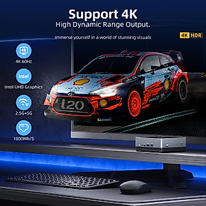CyberGeek Nano J1 Mini PC Win 11 Pro, Intel N5095A Quad-Core(Beat N5105) Up to 2.9Ghz, 16GB RAM 3200MHz, 512GB PCIe SSD Mini Computer, Micro PC Support 4K Dual Display, WiFi, BT, RJ45 VESA Office/Home