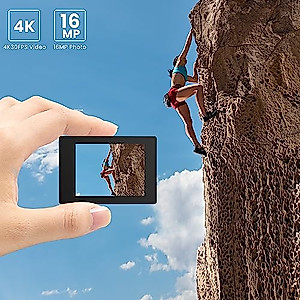 SJCAM Upgraded SJ4000 Action Camera 4K Ultra HD Dual Screen Underwater Camera 98FT Waterproof, 170° Wide Angle, Stabilization, 5X Zoom, WiFi Camera with Extra Battery, SD Card, Helmet Accessories Kit