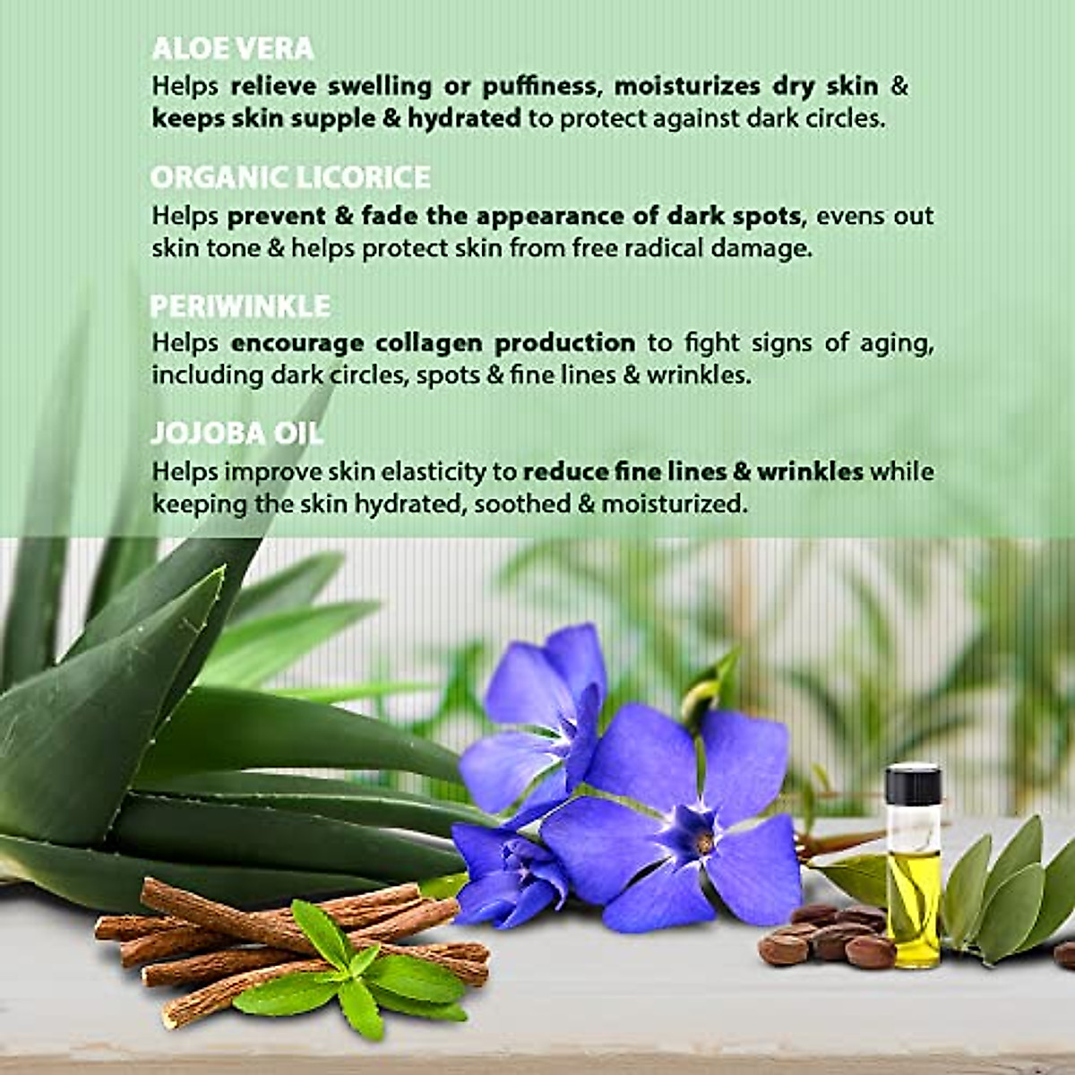 Eye Gel Anti-Aging Cream - Treatment for Dark Circles, Puffiness, Wrinkles and Fine Lines - Hyaluronic Acid Formula Infused Serum with Aloe Vera & Jojoba for Ageless Smooth Skin 5 oz