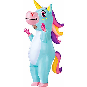 Spooktacular Creations Inflatable Costume Adult, Full Body Riding a Unicorn Blow Up Costume for Halloween Inflatables Costume Dress-Up Party (Blue)