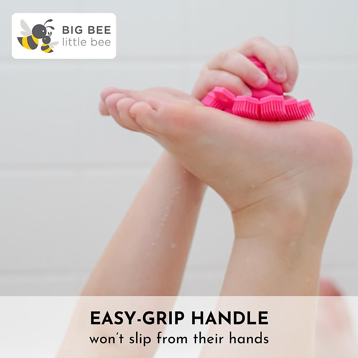 Big Bee, Little Bee - Kids Original ScrubBEE, 100% Silicone Childrens Bath Scrubber, Promotes Effective Independent Hand & Body Washing, As Seen on Shark Tank (Marigold)