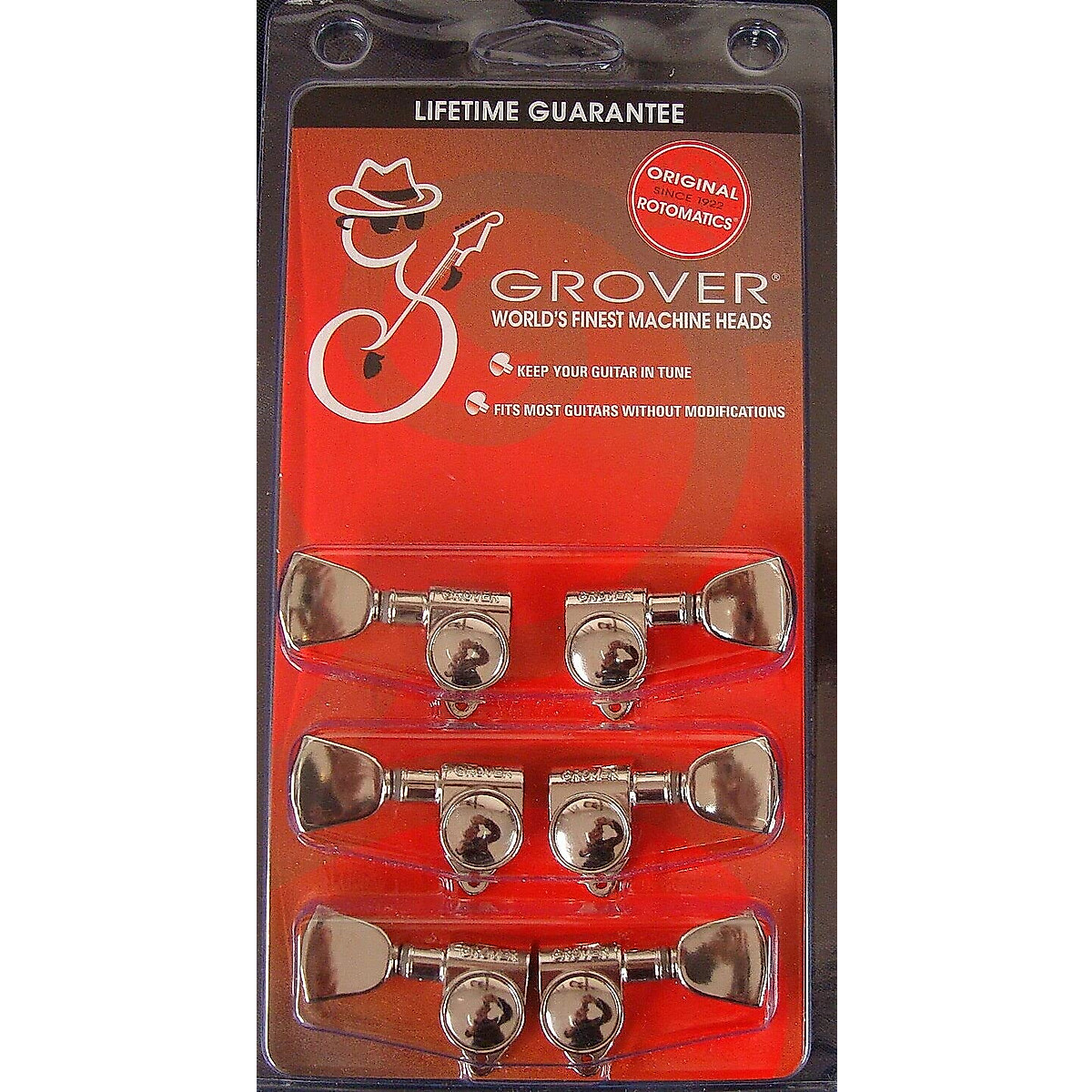 Tuner/Machine Head - Grover, Rotomatic, 3/Side, 14:1, Nickel, Keystone