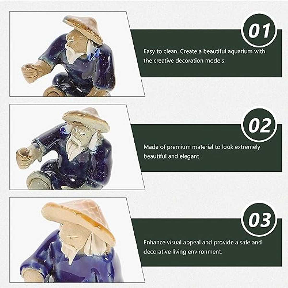 Cabilock Car Accessories Car Decor Car Decor 3pcs Fisherman Figurines Chinese Sitting Fishing Garden Statue Chinese Elder Statue Landscape Micro Bonsai Terrarium Aquarium Ornaments for Car Decor