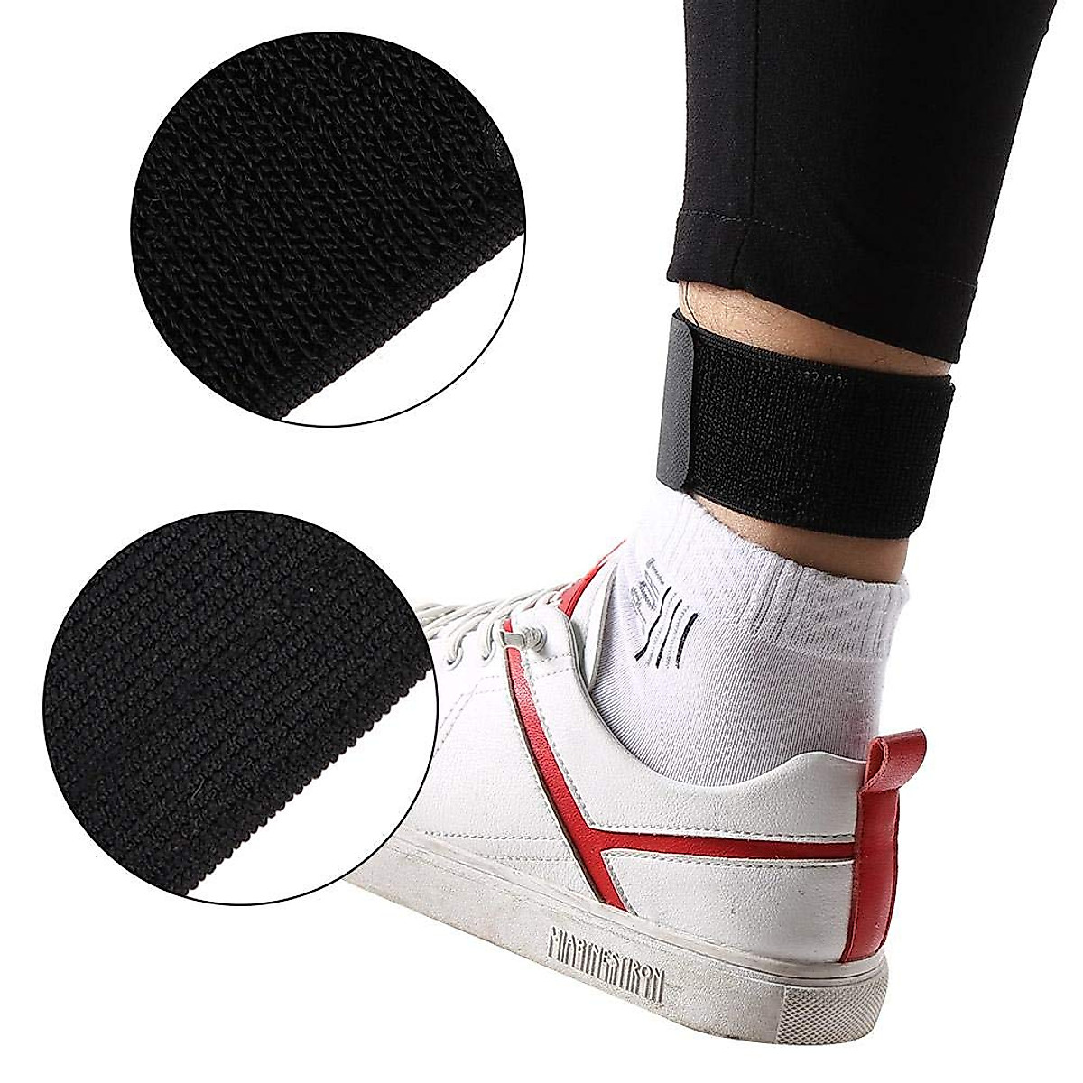 Sports Guard Tape, Sports Shin Guard Fixed Bandage Tape Fastener Shinguard Adjustable Elastic Sports Strap Accessory(Black)