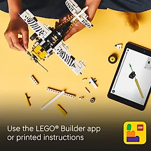 LEGO Technic Bush Plane Toy - Buildable Airplane Toy for Kids, Boys and Girls, Ages 8+ - Model Airplane Gift with Spinning Propeller, 4-Cylinder Piston Engine, and More - 42198