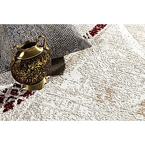 RUG BRANCH Cascade Contemporary Coastal Red Beige Indoor Area Rug for Living Room, Bedroom, Dining Room, and Kitchen - 8' x 10' (7'9" X 10'9")