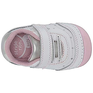 Stride Rite Girls Soft Motion Adalyn Athletic Sneaker, White/Silver, 4 Toddler