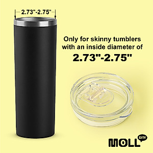 Mollcity Skinny Tumbler Replacement Lid Fits for Skinny Tumbler 2.73-2.75 inches in diameter, 2 Pack Splash Resistant Lids Sliding Covers, BPA Free (2 Pack)