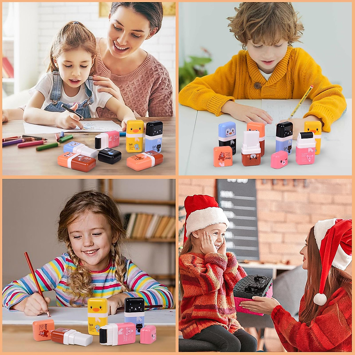 EIKOSON Erasers for Kids,6Pc Pencil Eraser Shaving Roller Case for Easy Pick Up and Removal |Kids Erasers, Cute Erasers, School Supplies for Kids,Back to School Gift