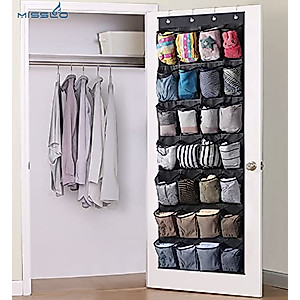 MISSLO 2 Pack 28 Large Pockets Hanging Shoe Rack Door Shoe Organizer Hanging Shoe Storage Hanger for Closet Mesh Holder, Black, White