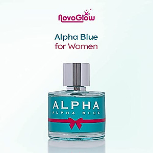 NovoGlow Alpha Blue for Women - 3.4 Fl Oz Oz Eau De Parfum Spray - Long Lasting Fruity & Floral Fragrance Smell Fresh & Feminine All Day Includes Carrying Pouch Gift for Women for All Occasions