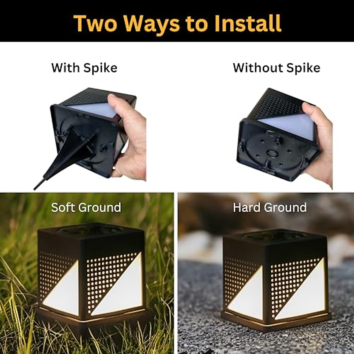 XYRIS 4x4 Solar Post Cap Lights, Solar Lights Pathway Solar Garden Lights Outdoor Waterproof, Fence Post Solar Lights, Solar Landscape Lights for Yard, Patio, Stair, Path, Driveway (Warm White)