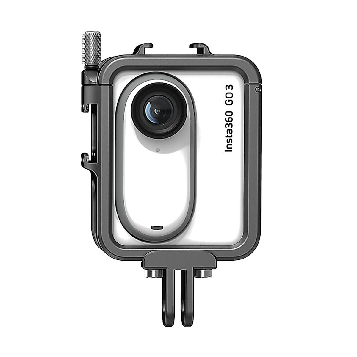 Rszfnjxry Aluminum Frame Cage with Lens Silicone Case for Insta360 GO 3,Metal Protective Durable Housing Case with Cold Shoe Mount (Model Number 2)