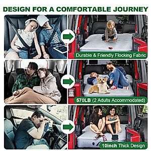 Sokeface SUV Air Mattress Camping Bed with Wireless Air Pump(2024 Newest Upgraded), 10inch Air Mattress for Jeep Wrangler JK JKU JL JLU Unlimited 4 Door Ford Bronco Subaru Forester and Fits Most SUVs