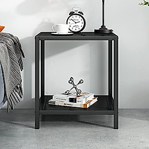 NEW JETO End Table Modern Small 2 Tier Side Table Nightstand/Easy Assembly Living Room Tables-European Wrought Iron Style Square Coffee Table
